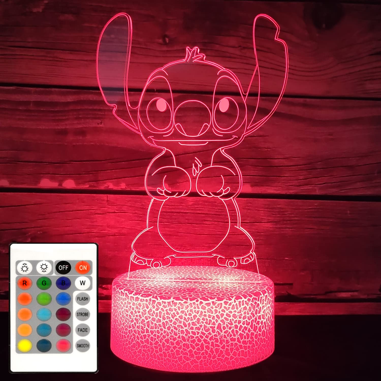 Nutyser 3D Night Light for Kids - Stitch Anime 3D lamp with Remote & Smart Touch 16 Colors Changing Led Light - Dimmable Toys for Teens Boys Girls Birthday Gifts Christmas