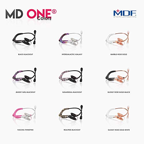 MDF Rosegold MD One Stainless Steel Stethoscope, Adult, White Tube, Rosegold Chestpieces-Headset, MDF777RG29