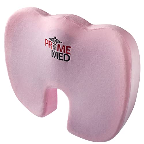 Memory Foam Seat Cushion - No-Slip Bottom - Gel & Memory Foam Coccyx Cushion for Tailbone - Used for Office Chairs Car Seat Cushion - Sciatica & Back Pain Relief - (Light Pink) 1 Count