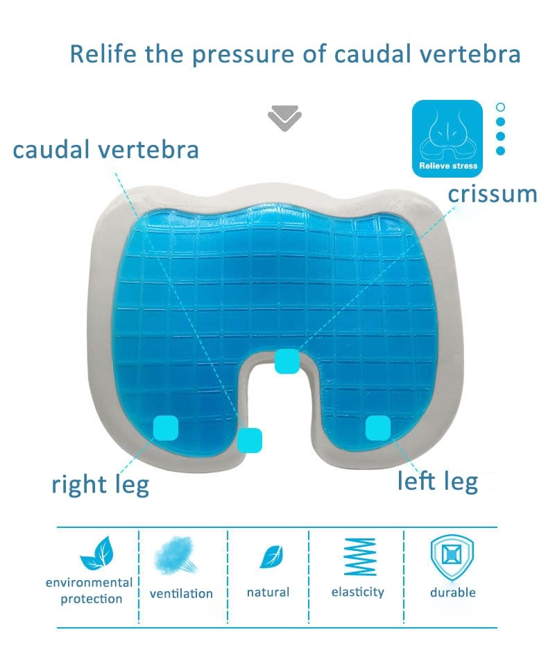 BAUBUY Cojín de Asiento Wheelchairs Seat Cushion Comfort Ergonomic Stable Durable Portable Stimulates Blood Circulation Blue for Pressure Relief