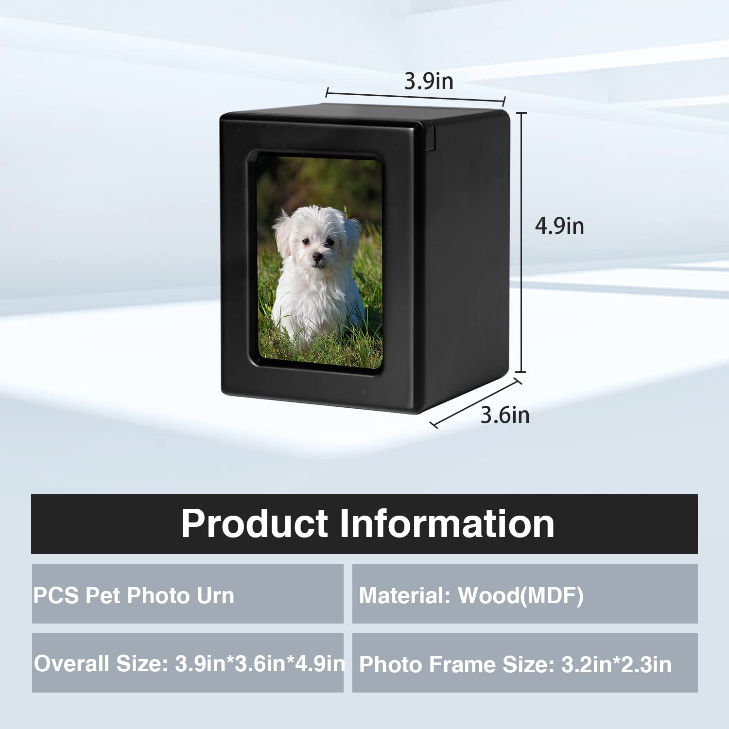 PCS Pet Urns for Dogs Ashes, Dog Photo Urn, Pet Cremation Box, Urns for Dog Ashes, Dog Ashes Urn Black-Small