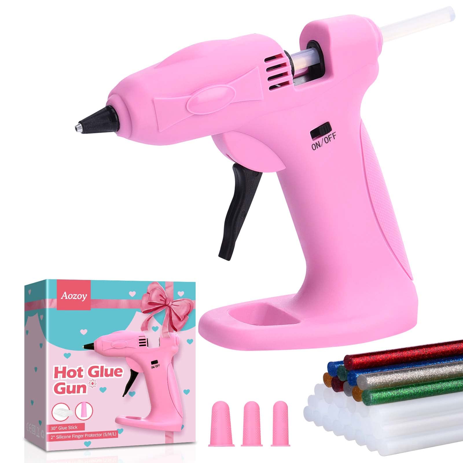 Glue Gun Cordless USB Rechargeable: 2600mAh Battery Operated Fast Preheating Wireless Hot Glue Gun Kit with 30pcs Mini Glue Stick for Crafts DIY Arts Home Repairs - Pink