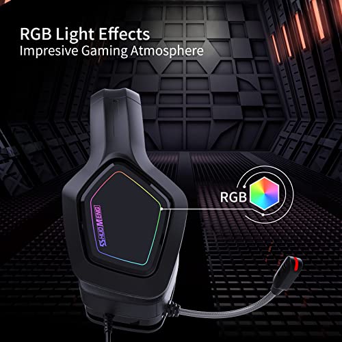 Shuomeng Gaming Headset Headphones with Microphone, SM-H1BK 3.5mm Audio Jack Over Ear Black Headphones Wired for PC Switch Playstation Xbox PS5 Laptop