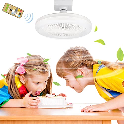 Fan Light, Ceiling Fans with Lights and Remote Ceiling Fan with Lights, Enclosed Low Profile Fan Light, Ceiling Light Hidden Electric Fan Delier with Remote Control Modern Ceiling Fan with Light
