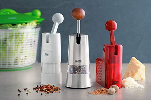 Kuhn Rikon Epicurean Adjustable Ratchet Grinder with Ceramic Mechanism for Salt, Pepper and Spices, 8.5 x 2.75 inches, Stainless Steel
