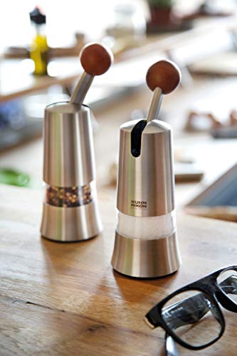 Kuhn Rikon Epicurean Adjustable Ratchet Grinder with Ceramic Mechanism for Salt, Pepper and Spices, 8.5 x 2.75 inches, Stainless Steel