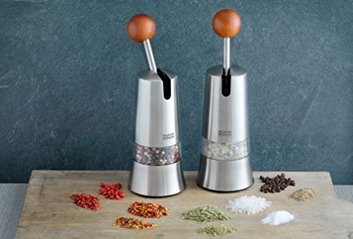 Kuhn Rikon Epicurean Adjustable Ratchet Grinder with Ceramic Mechanism for Salt, Pepper and Spices, 8.5 x 2.75 inches, Stainless Steel