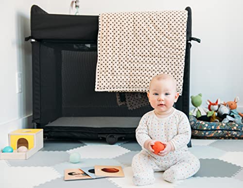 Baby Brielle Soft Non-Toxic Extra Thick Interlocking Hexagon Tile Foam for Babies and Toddlers - Exercise Mats for Crawling, Playing Grey & White Floor Mat for Nursery, Play Room - 48βx72β, 38 Pieces