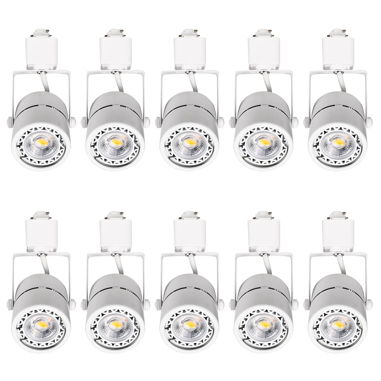 EAGLOD 10W Track Lighting Heads,Halo LED Track Lighting for Accent Retail Artwork,Dimmable Track Light H Type CRI90+ 110V 24° Angle Halo Type- 10 Pack 3000K Warm White (White 10pcs)