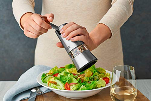 Kuhn Rikon Epicurean Adjustable Ratchet Grinder with Ceramic Mechanism for Salt, Pepper and Spices, 8.5 x 2.75 inches, Stainless Steel