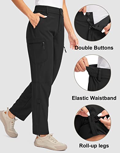 G Gradual Women's Hiking Pants with Zipper Pockets Convertible Lightweight Quick Dry Stretch Cargo Camping Pants(Black, S)