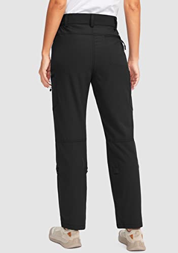 G Gradual Women's Hiking Pants with Zipper Pockets Convertible Lightweight Quick Dry Stretch Cargo Camping Pants(Black, S)