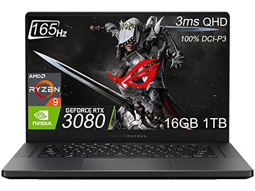 ASUS ROG Zephyrus G15 GA503 15.6" QHD 2K 165Hz (AMD Ryzen 9 5900HS, 16GB RAM, 1TB PCIe SSD, RTX 3080 8GB, 8-Core (Beat i7-11800H)) Ultra Slim Gaming Laptop, Backlit KB, Type-C, WiFi 6, Win 10 Home