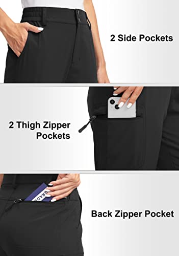 G Gradual Women's Hiking Pants with Zipper Pockets Convertible Lightweight Quick Dry Stretch Cargo Camping Pants(Black, S)
