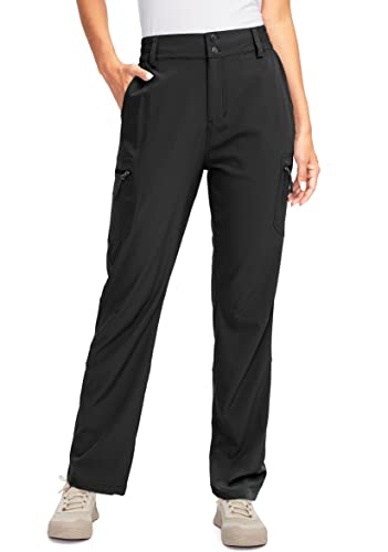 G Gradual Women's Hiking Pants with Zipper Pockets Convertible Lightweight Quick Dry Stretch Cargo Camping Pants(Black, S)