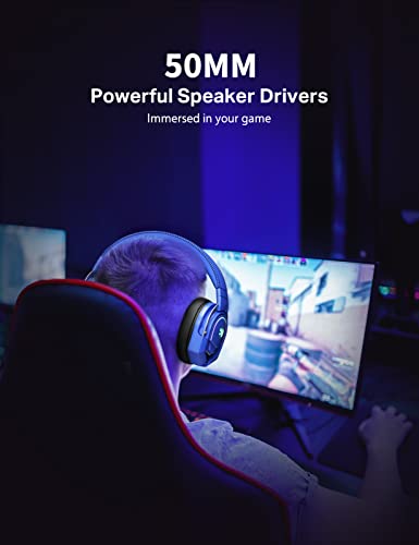 ZIUMIER Z88 Gaming Headset with Microphone, Wired Gaming Headphones Compatible for PC, PS4, PS5, Xbox One, Xbox Series X & S, Switch, 3.5 mm Audio Jack, Noise Cancelling Mic & RGB Light (Blue)