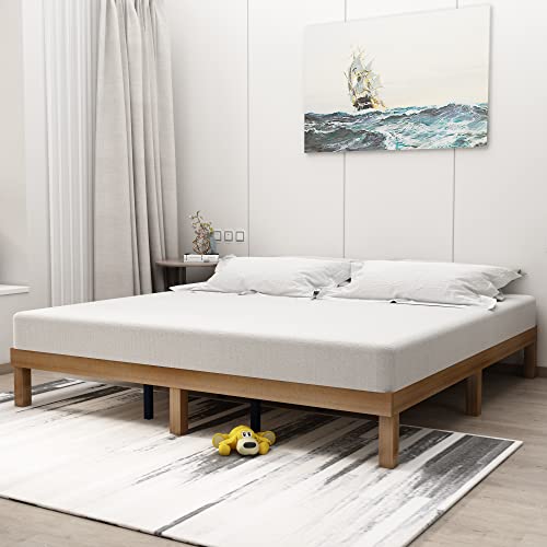Harper & Bright Designs King Size Platform Bed Frame, Minimalist Wood King Bed Frames with Strong Center Support Feet, King Size Bed for Teens Adults,No Box Spring Needed,Easy Assembly,Natural