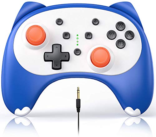 VIVEFOX Switch Lite Controller, Wireless Pro Controller for Switch Switch Lite Cartoon Kitten Switch Gamepad Supports Wake-up, Turbo, Gyro Axis, Dual Shock and Audio Jack Mabel