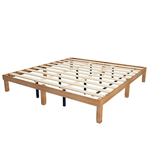 Harper & Bright Designs King Size Platform Bed Frame, Minimalist Wood King Bed Frames with Strong Center Support Feet, King Size Bed for Teens Adults,No Box Spring Needed,Easy Assembly,Natural