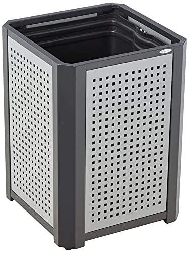 Safco Products Evos Outdoor/Indoor Trash Can with Perforated Galvanized Steel Panel, 15 Gallon, Black