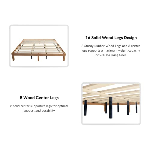 Harper & Bright Designs King Size Platform Bed Frame, Minimalist Wood King Bed Frames with Strong Center Support Feet, King Size Bed for Teens Adults,No Box Spring Needed,Easy Assembly,Natural