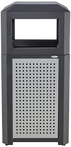 Safco Products Evos Outdoor/Indoor Trash Can with Perforated Galvanized Steel Panel, 15 Gallon, Black