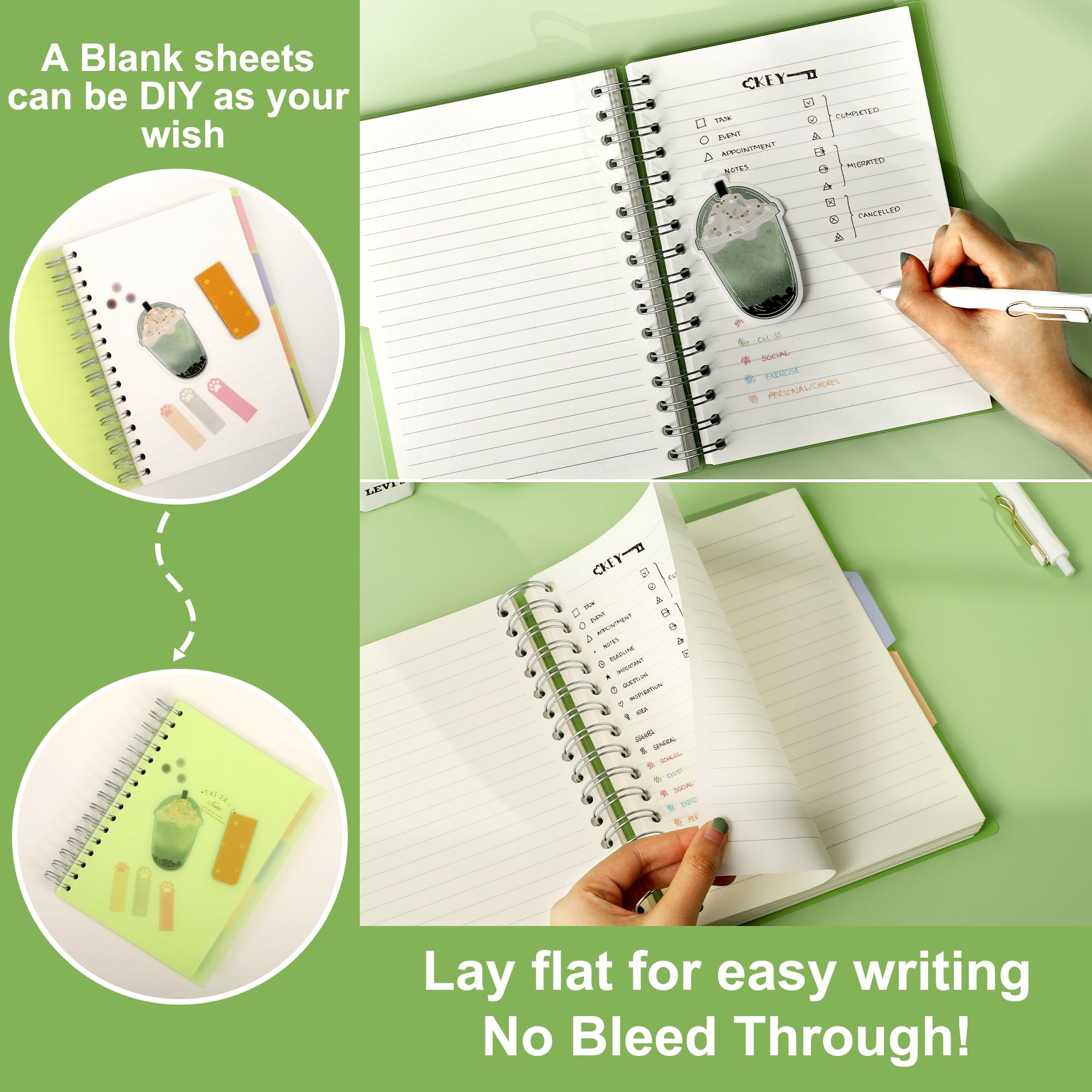 CAGIE Spiral Notebook College Ruled - 5 Subject Spiral Notebook with Tabs Dividers, 300 Pages A5 Small Spiral Notebook 5x7, Hardcover 5 Subject College Ruled Spiral Notebook for School Note Taking