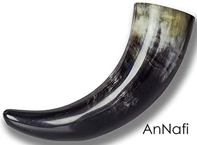 AnNafi® Original Natural Bull Horns I Handcrafted Cow Horn Set LARP SCA I ALE – Medieval Authentic Viking Drinking Horn I Curved Style Horns | Viking & Game of Thrones Fan Collection (Set of 3)