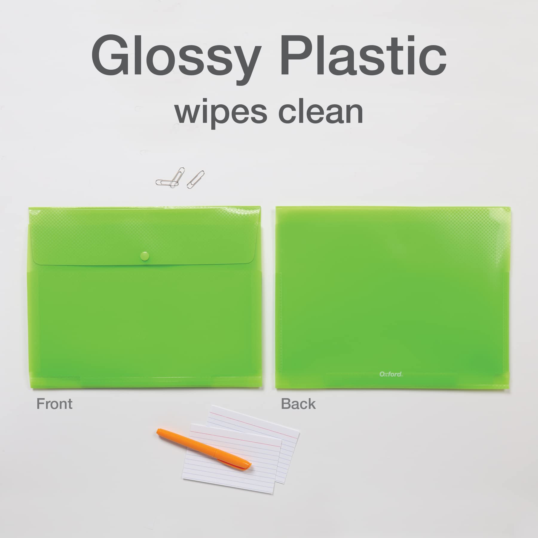 Oxford Plastic Expanding Files, 8 Pack of 5 Pocket File Organizers with 4 Tabs and Snap Closure, Letter Size Paper, 2 Black, 3 Blue, 3 Green (52005)