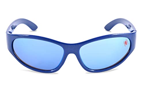 Marvel Spiderman Kids Sunglasses with Kids Glasses Case, Protective Toddler Sunglasses (Spider Blue)