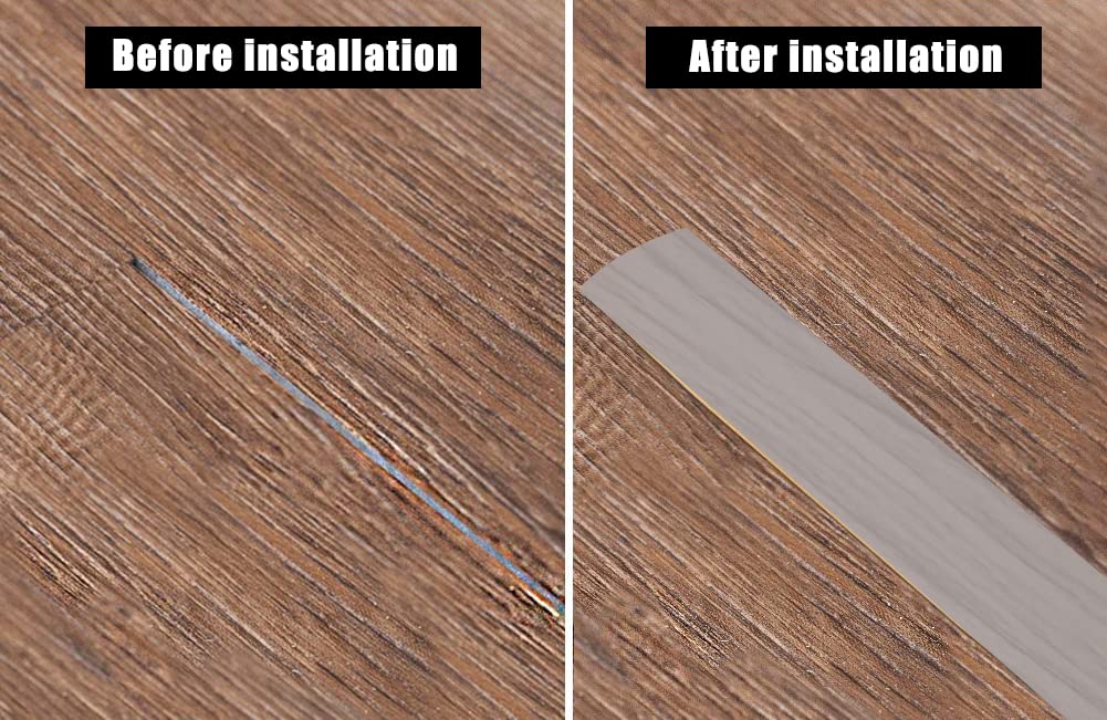 6.56 ft Floor Divider Strip Self Adhesive 2 inch Wide Floor Threshold Strip Vinyl Floor Edge Trim Floor Gap Covering Connecting Strip (Ash Wood Grain)