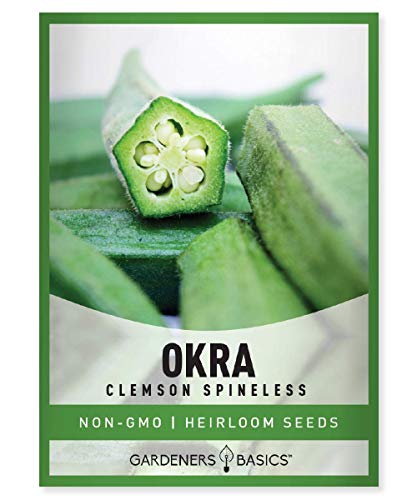 Okra Seeds for Planting - Clemson Spinless Heirloom, Non-GMO Vegetable Variety- 3 Grams Seeds Great for Summer Gardens by Gardeners Basics