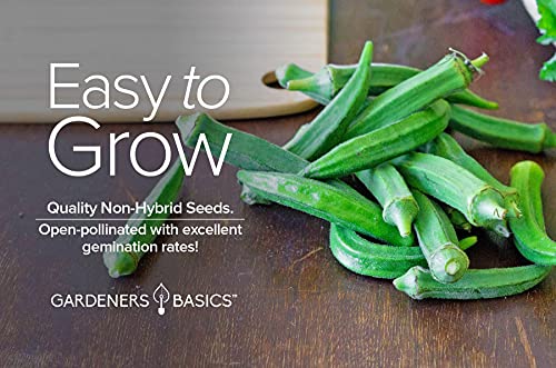 Okra Seeds for Planting - Clemson Spinless Heirloom, Non-GMO Vegetable Variety- 3 Grams Seeds Great for Summer Gardens by Gardeners Basics