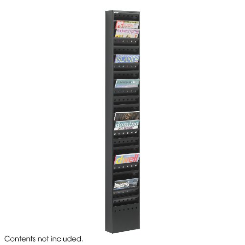 Safco Products 4322BL Steel Magazine Rack - 23 Pocket Wall Mounted Display - Home & Kitchen Home Décor Accents - Durable Powder Coat Finish - 65.5in H