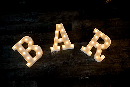 Foaky LED Letter Lights Sign Light Up Letters Sign for Night Light Wedding/Birthday Party Battery Powered Christmas Lamp Home Bar Decoration(A)