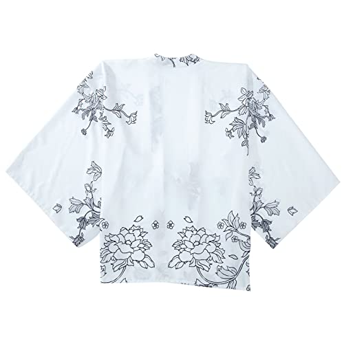 Rubruan Women's Kimono Floral Cover Up Japanese Haori Cardigans Casual Loose Open Front Blouses Summer Beach Tops for Men
