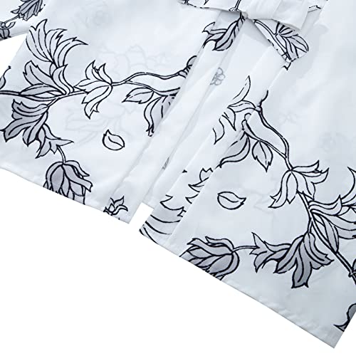Rubruan Women's Kimono Floral Cover Up Japanese Haori Cardigans Casual Loose Open Front Blouses Summer Beach Tops for Men