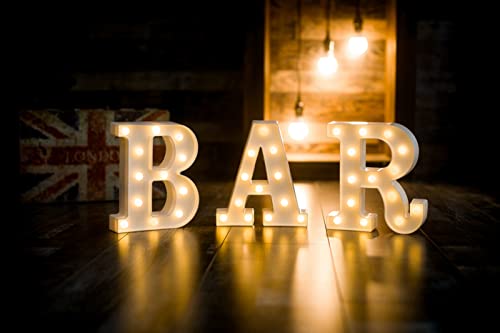 Foaky LED Letter Lights Sign Light Up Letters Sign for Night Light Wedding/Birthday Party Battery Powered Christmas Lamp Home Bar Decoration(A)