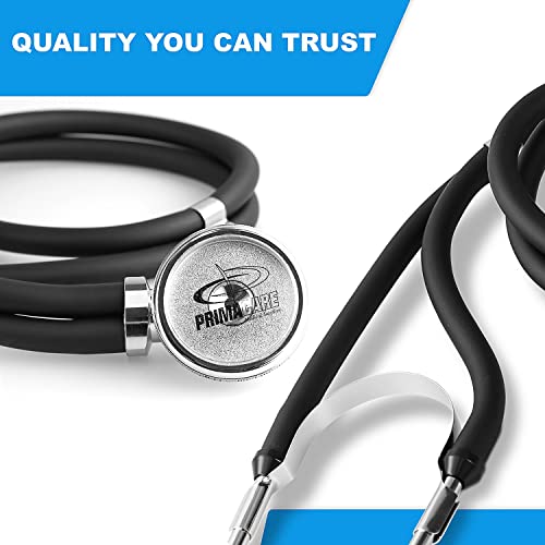Primacare DS-9298 Black Medical Clock Stethoscope with Analog Watch, 22" Tubing Convertible Regular Sprague Rappaport Stethoscopes, First Aid Emergency Essential Kits with Headset