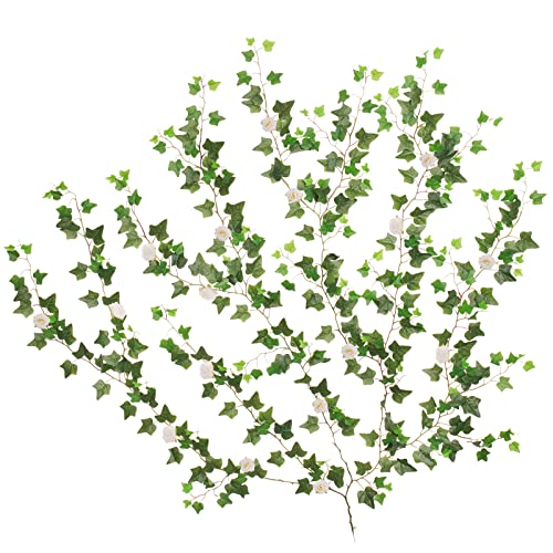 Abzo 57 Pcs Fake Ivy Leaves Artificial Ivy Wreath Green Leaf Plants for Wall Hanging Plants Greenery Background Furniture Bedroom Wedding Decor DIY Jungle Themed Party Decor