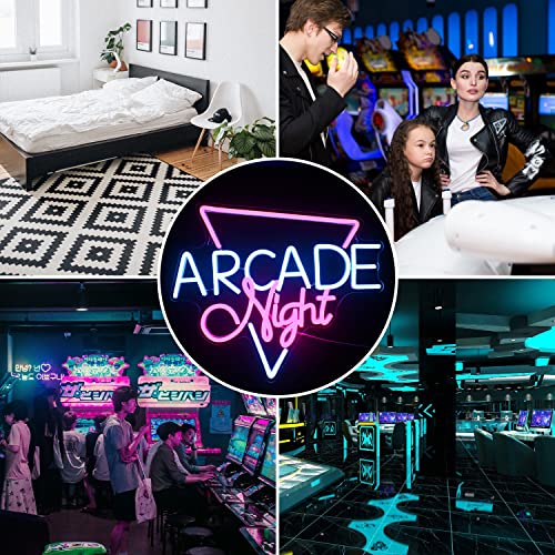 Looklight Arcade Night Neon Sign Game Room Decor,Light Blue Pink Led Neon Sign for Game Room USB Powered Led Sign Wall Decor for Room Party Gift, Aesthetic Room Decor,Arcade Decor,Gamer Room Decor