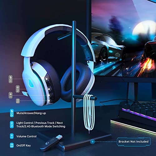 Gtheos 2.4GHz Wireless Gaming Headset for PC, PS4, PS5, Mac, Nintendo Switch, Bluetooth 5.2 Gaming Headphones with Detachable Noise Canceling Microphone, Stereo Sound, 3.5mm Wired Mode for Xbox Series
