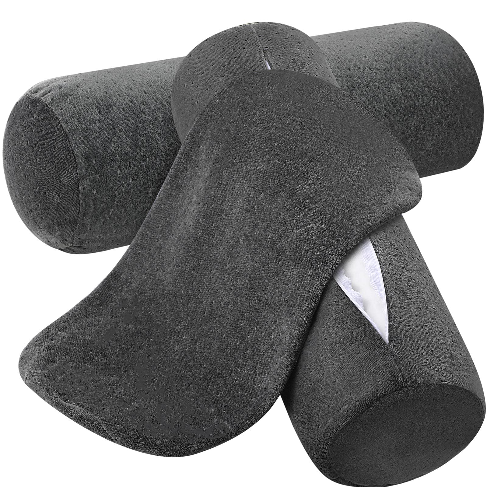Remerry 2 Pcs 18 x 6 Inches Velvet Neck Roll Pillow Cover with Zipper, Soft Bolster Pillowcases for Cylindrical Pillow (Cover Only, Bolster Not Included)