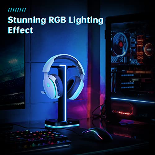 Gtheos 2.4GHz Wireless Gaming Headset for PC, PS4, PS5, Mac, Nintendo Switch, Bluetooth 5.2 Gaming Headphones with Detachable Noise Canceling Microphone, Stereo Sound, 3.5mm Wired Mode for Xbox Series