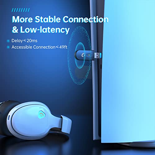 Gtheos 2.4GHz Wireless Gaming Headset for PC, PS4, PS5, Mac, Nintendo Switch, Bluetooth 5.2 Gaming Headphones with Detachable Noise Canceling Microphone, Stereo Sound, 3.5mm Wired Mode for Xbox Series