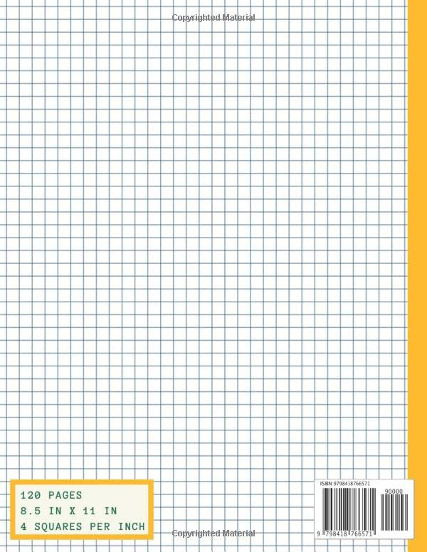 Graph Paper For House Plans: Perfect Graph Paper Composition Notebook For Architects, Designers, Engineers, Drawing, Quad Ruled 4x4 squares per inch ,120 High-Quality, ideal size 8.5 "x 11"