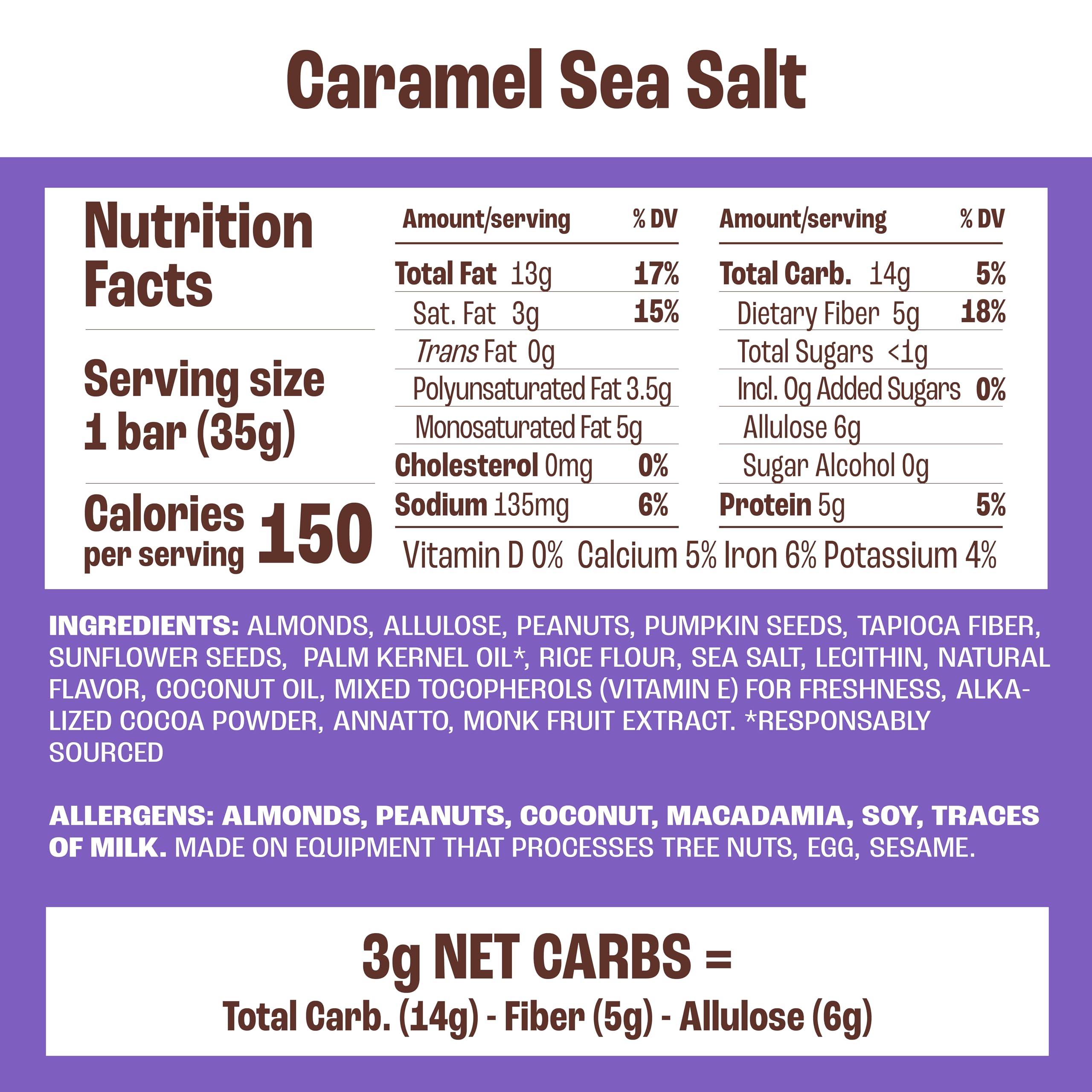Munk Pack Nut & Seed Bar Caramel Sea Salt | 1g Sugar, Low Carb & Keto, 5g Protein | Gluten Free, Plant Based, Zero Added Sugar | Sweet & Salty Breakfast & Snack Bars | 12 Count