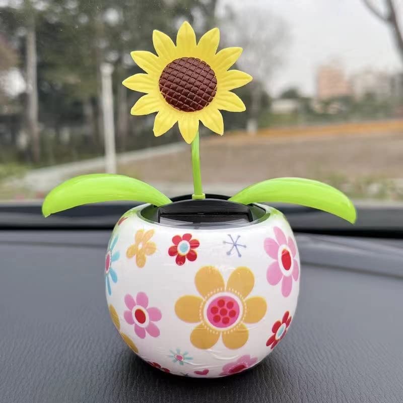 Solar Dancing Flowers Toy, Solar Powered bobbleheads for Car Dashboard, Bobble Head Toy for Car Decorations Window Car Dashboard Decor Car Accessories - No Battery Required