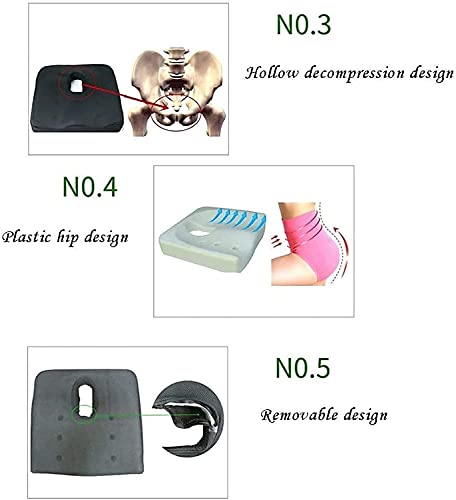 WXLBHD Orthopedic Seat Cushion for Office Chair Memory Foam Car Seat Cushion,Ergonomic Desk Chair Cushion for Tailbone, Lower Back Pain, Sciatica Relief