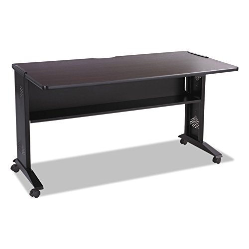 Safco 1933 Mobile Computer Desk W/Reversible Top 53.5 X 28 X 30 Mahogany/Medium Oak/Black
